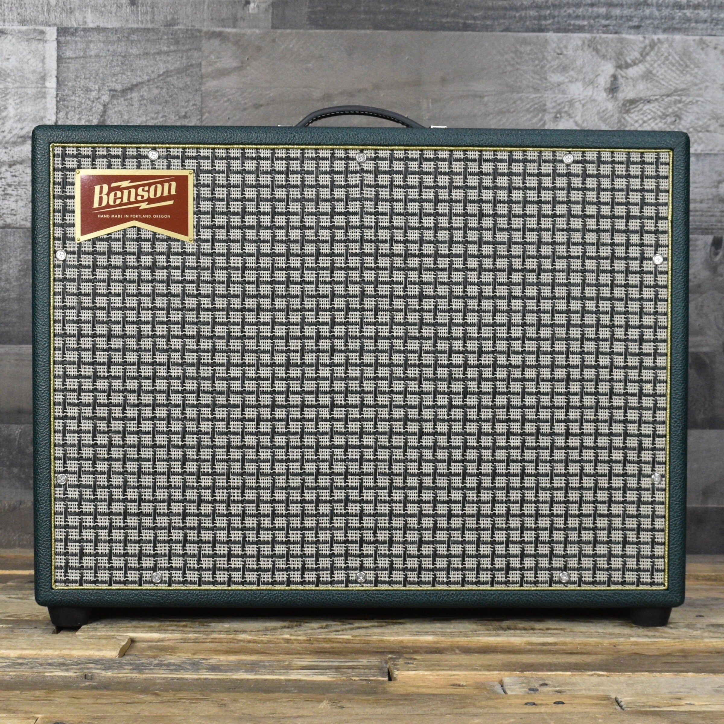 Benson Monarch Reverb Plus in Green Tolex with Check Grill and Gold Pi ...